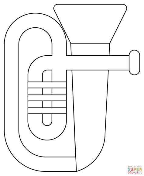 Tuba Coloring Pages Musical Instruments Printable Instrument Sheets