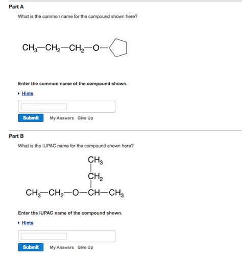 Solved Part A What Is The Common Name For The Compound Sh