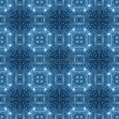 Blue Circuit Board Pattern Digital Seamless Background Abstract Futuristic Computer Motherboard