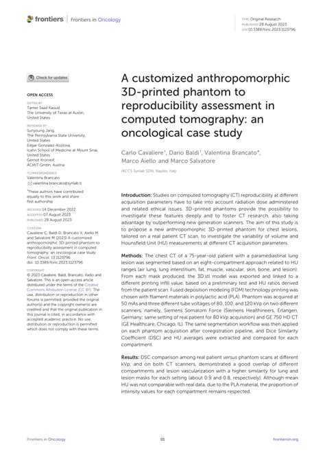 Pdf A Customized Anthropomorphic 3d Printed Phantom To Reproducibility Assessment In Computed