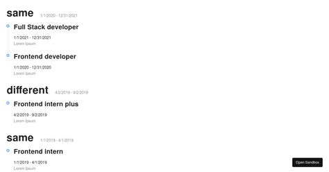 Linkedin Timeline Codesandbox