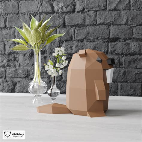 Creative Papercraft Printable Diy Template Pdf Beaver Low Poly Paper