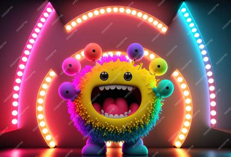 Premium Photo 3d Character Cute Monster Dancing In A Nightclub The