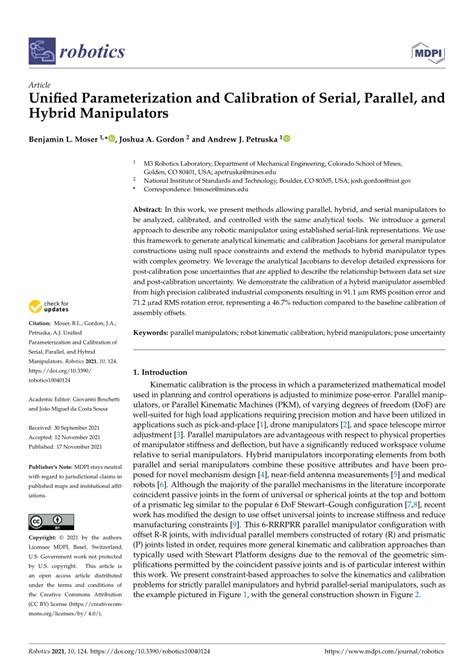 Pdf Unified Parameterization And Calibration Of Serial Parallel And