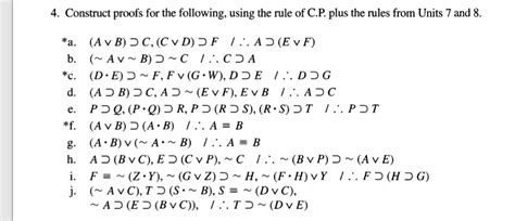 Solved 4 Construct Proofs For The Following Using The Rule