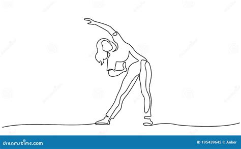 Woman Make Stretching Exercise One Line Draw Stock Vector Illustration Of Drawing Activity