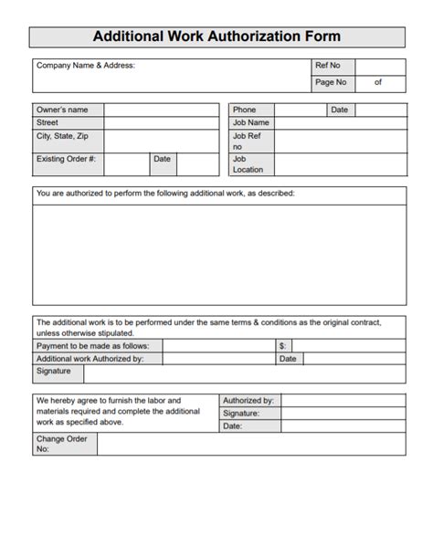 Fillable Form Additional Work Authorization Employment Form Job Application Form Fillable Forms