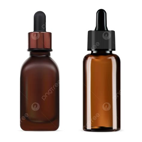 Brown Glass Dropper Bottle Blank Medicine Essential Png And Vector