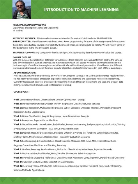 Introduction To Machine Learning Pdf Machine Learning Regression