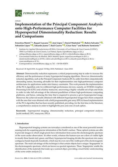 Pdf Implementation Of The Principal Component Analysis Onto High