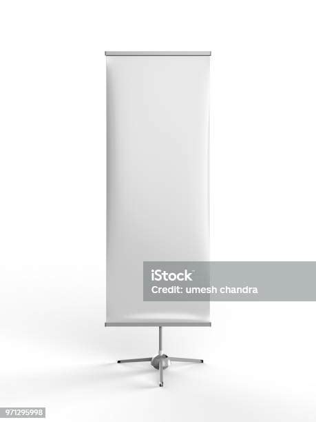 롤 최대 백색 빈 빈 고해상도 비즈니스 전시회 및 당신의 디자인 프레 젠 테이 션에 대 한 서식 파일을 배너 Standee 디스플레이 모의 3d 렌더링 그림입니다 0명에