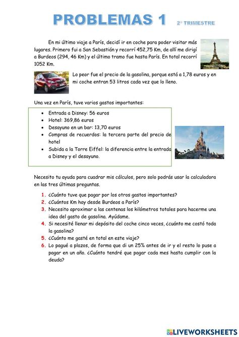Problemas 6º Rosassmh Live Worksheets