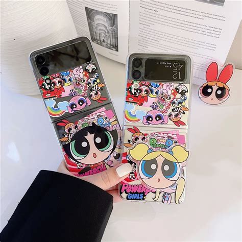 Samsung Galaxy Z Flip 4 5g Powerpuff Girls Popsocket Pc Case Galaxy Z