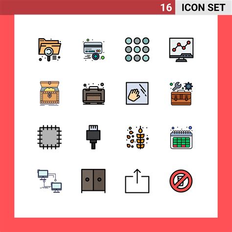 Pack Of 16 Creative Flat Color Filled Lines Of Box Lcd Plus Chart Dots