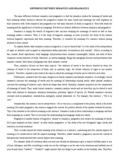 Semantics And Pragmatics Pdf Word Linguistics