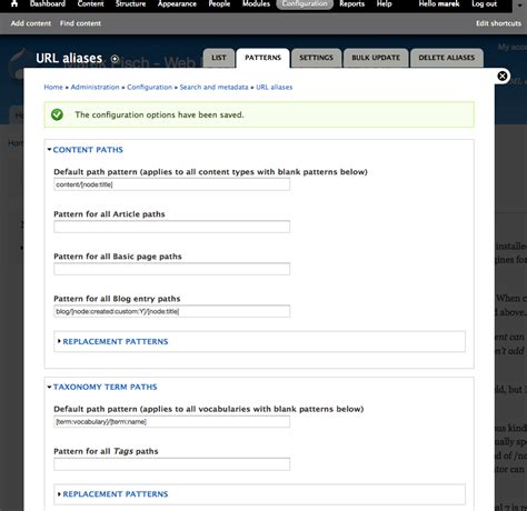 Drupal 7 Module Pathauto Configuration Marek Pisch Web Developer