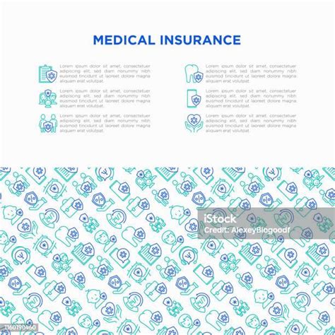 얇은 라인 아이콘 의료 보험 개념 정책 생명 보험 출산 프로그램 247 지원 모바일 앱 원격 의료 현대 벡터 일러스트레이션 인쇄 미디어 용 템플릿 배너 비즈니스에 대한 스톡