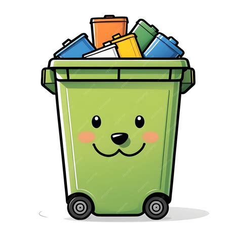 Premium Photo Cute Green Recycling Bin Cartoon Character Vector