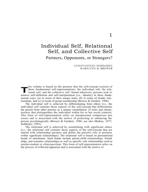 1 Individual Self Relational Self And Collective Self