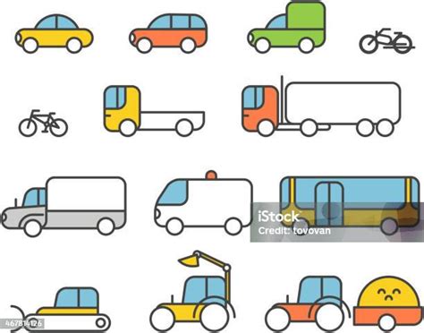 Different Transport Silhouette Icons Collection Design Elements向量圖形及更多