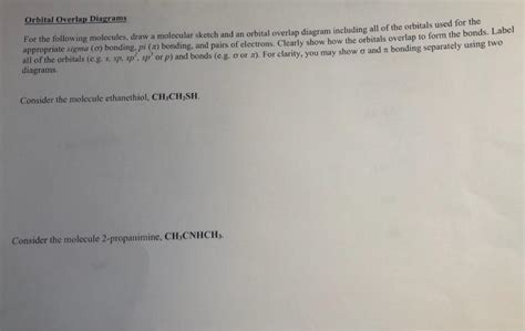 Solved Orbital Overlap Diagrams For The Following Molecules Chegg