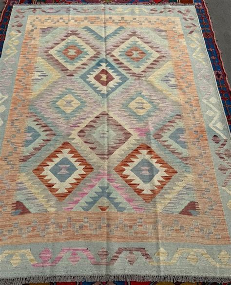 ВОСТОЧНЫЕ КОВРЫ РУЧНОЙ РАБОТЫ АФГАНСКИЙ НОВЫЙ ДВУСТОРОННИЙ ШЕРСТЯНОЙ ВОСТОЧНЫЙ КОВЕР КИЛИМ 🔸