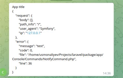 Github Usmonaliyev99laravel Telegram Notifier This Package Send Errors And Messages To Your
