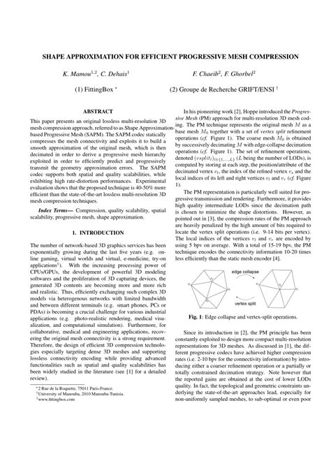 Pdf Shape Approximation For Efficient Progressive Mesh Compression