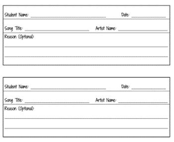 Classroom Playlist Song Request Form By Lovely Learning With Miss B