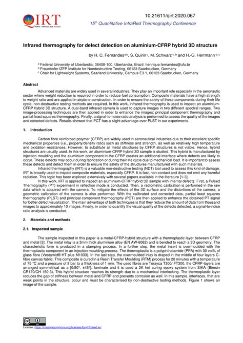 Pdf Infrared Thermography For Defect Detection On Aluminium Cfrp