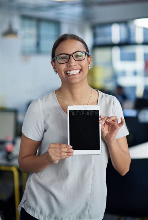 Tablet Screen And Portrait Of Student At School Learning In Academy