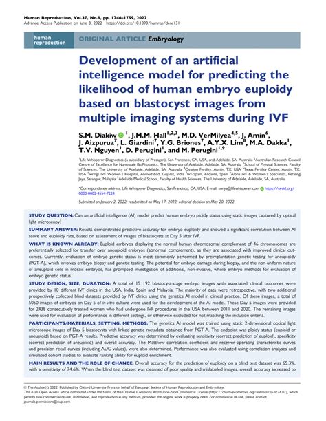 Pdf Development Of An Artificial Intelligence Model For Predicting The Likelihood Of Human
