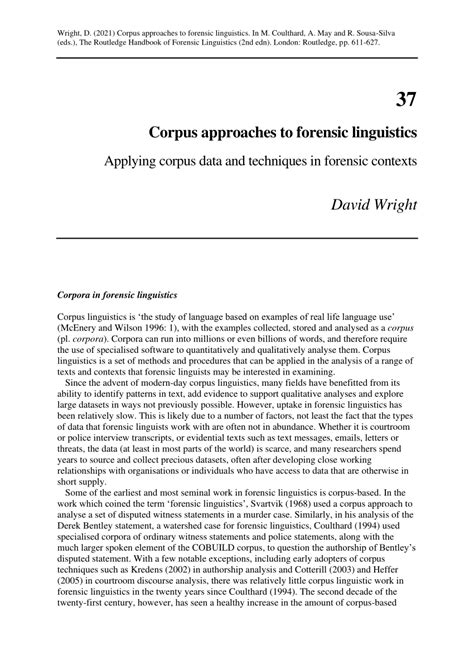 Pdf Corpus Approaches To Forensic Linguistics