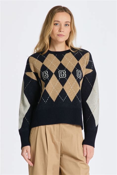SVETR GANT SUPERFINE ARGYLE C-NECK EVENING BLUE | GANT CZ