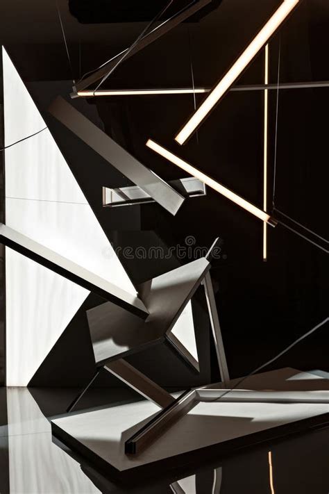 Captivating Black White Geometric Setup Playful Lights And Shadows