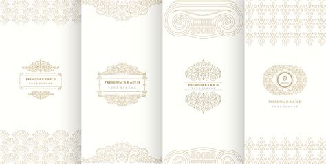 디자인 요소 레이블 아이콘 포장 고급 제품의 디자인에 대 한 프레임의 컬렉션입니다 황금 호 일로 만든 복고풍 배경에 고립 벡터 일러스트 레이 션 라벨에 대한 스톡 벡터 아트