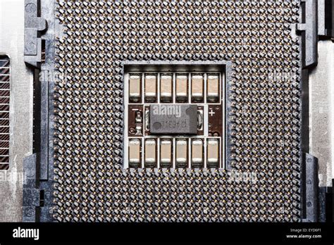 Close Up Of Intel 775 Processor Socket On Computer Motherboard Stock