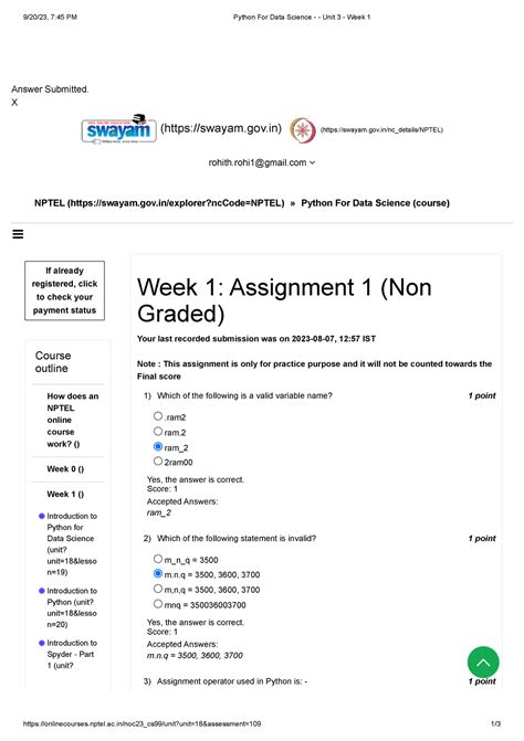 Assignment Nongraded 92023 745 Pm Python For Data Science Unit
