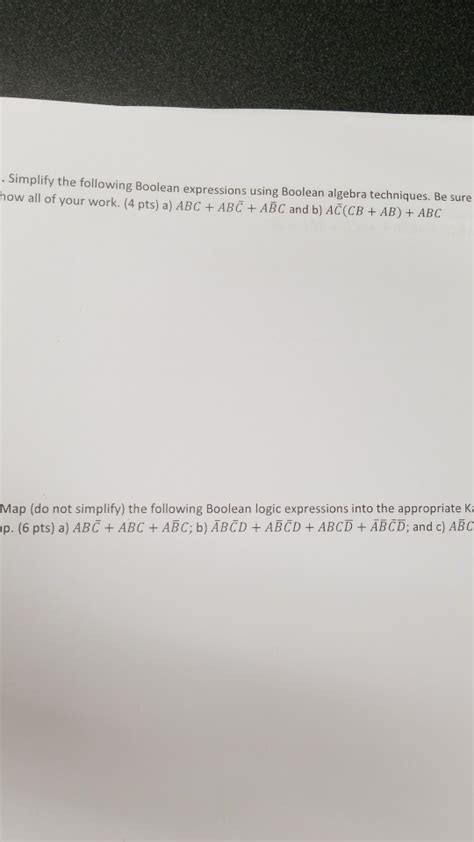 Solved Simplify The Following Boolean Expressions Using Chegg