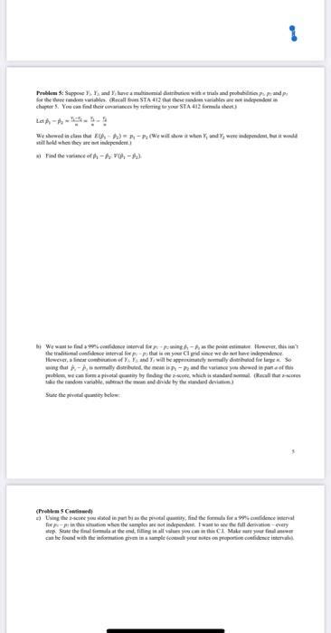Solved Problem S Suppose Y Ys And Have A Multinomial