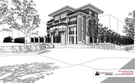 Tổng hợp 6 model Phối cảnh 3d file Sketchup Biệt thự lâu đài pháp cổ 00051