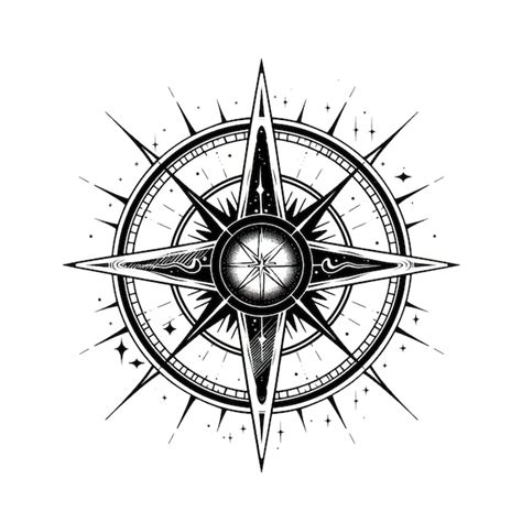 Intricate Black Compass Design Premium Ai Generated Vector