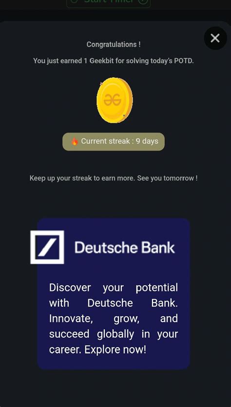 Prashant Kumar On Linkedin Geekstreak Geeksforgeeks Deutschebank