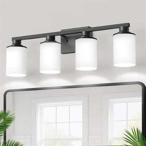 Yansun 27 In 4 Light Bathroom Vanity Light Modern Matte And White