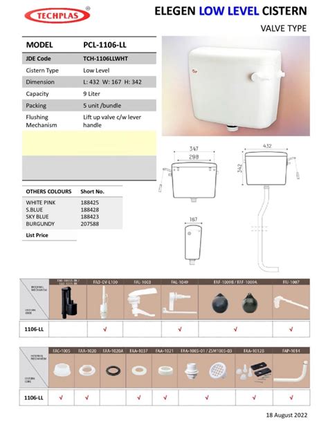 Techplas Elegen Low Level Cistern Valve Type Selangor Kl Ampang Malaysia Supplier Supply