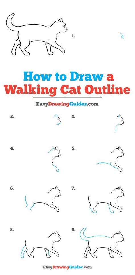 How To Draw A Cat Walking Step By Step