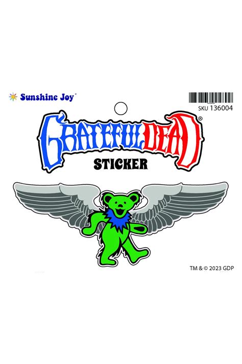 Grateful Dead Rockwings Sticker Green Bear Accessory
