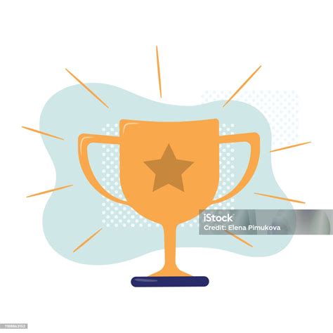 골든 트로피 챔피언스 컵 승리의 상징 성공 프로젝트의 성공적인 완료 웹 사이트 모바일 앱에 대한 로그인 만화와 평면 스타일의 벡터 일러스트레이션 1위에 대한 스톡 벡터 아트