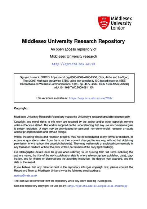 Pdf High Rate Groupwise Stbc Using Low Complexity Sic Based Receiver