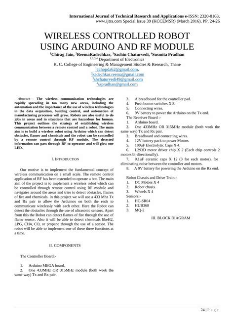 pdf wireless controlled robot ijtra · pdf filewireless controlled robot using arduino and